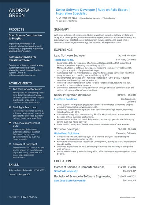 5 ruby on rails developer resume examples and guide for 2024