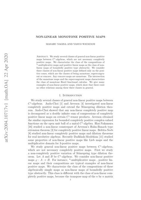 pdf non linear monotone positive maps