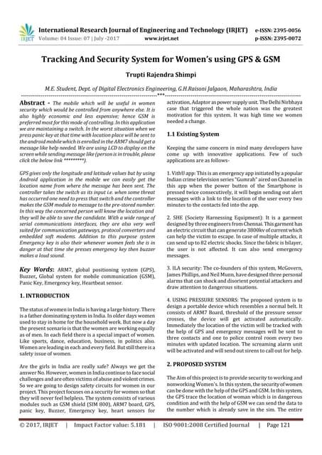 Tracking And Security System For Womens Using Gps And Gsm Pdf