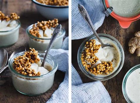 Ginger Tofu Pudding With Soy Milk Mochi And Kinako Black Sesame Puffed