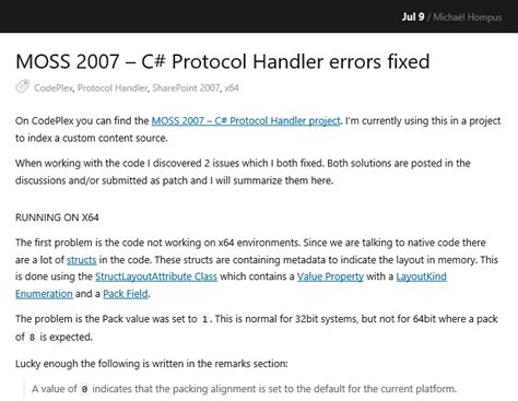 moss 2007 c protocol handler errors fixed
