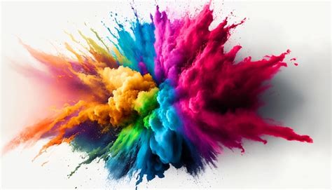 Premium Photo Multi Color Powder Explosion On White Background