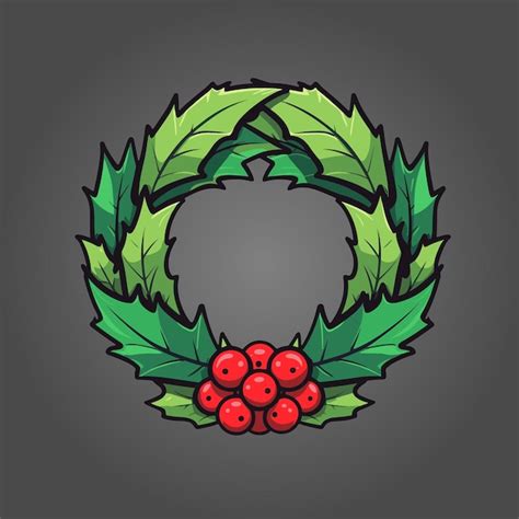 Premium Vector Christmas Holly Wreath Stained Glass Style Flat Color