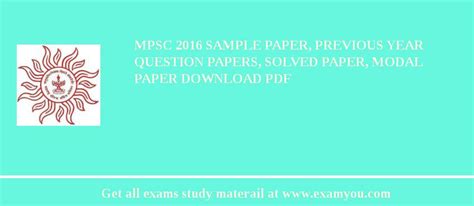 Mpsc 2018 Sample Paper Previous Year Question Papers Solved Paper