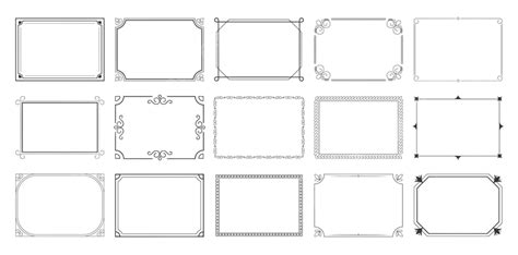 Rectangular Calligraphic Frames Set Ornamental Wedding Vintage Png