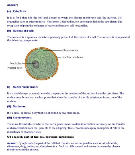 ch 8 cell structure and functions page wise ncert solution