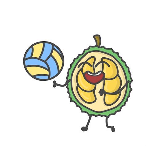 Premium Vector Cute Durian Activity Character Flat Cartoon Vector