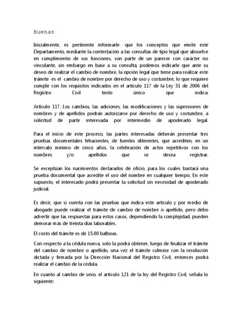 Cambio De Nombre Y Sexo Pdf Sexo