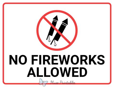 Printable No Fireworks Allowed Sign