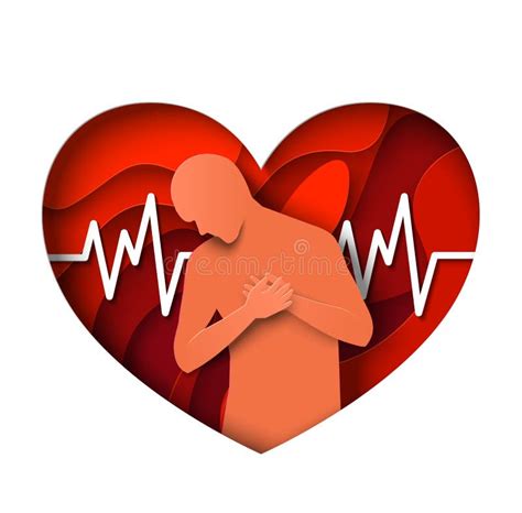 Man Holding Chest Over Heart Attack Symbol Vector Stock Vector