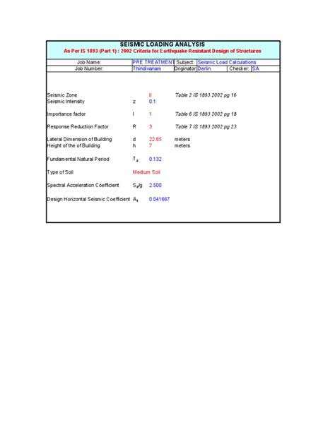 21 Seismic Load Calculation Pdf