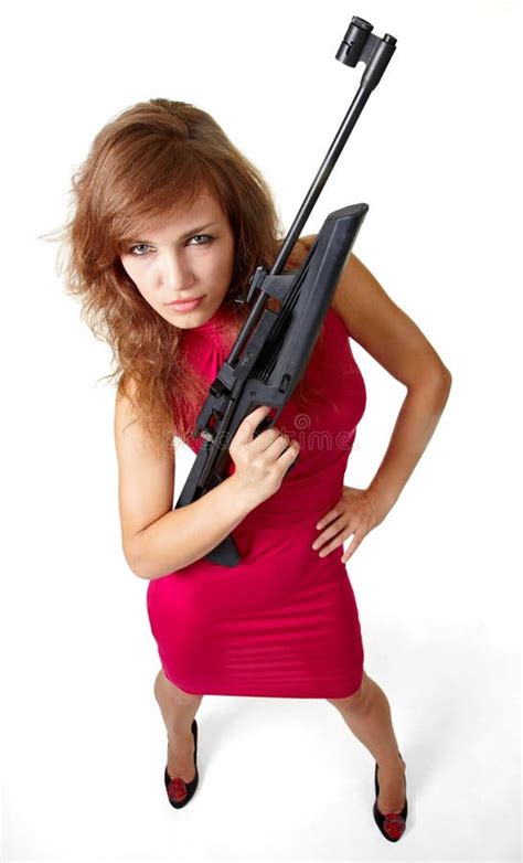 Ragazza Sexy Di Azione Con La Pistola Immagine Stock Immagine Di