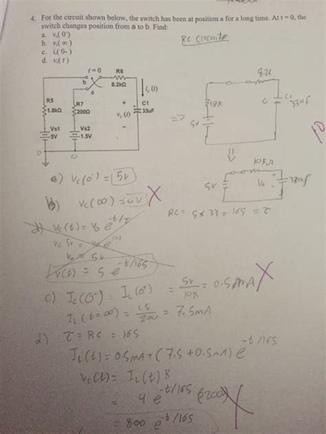 Solved For the circuit shown below, the switch has been at | Chegg.com