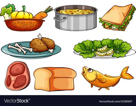 Different Kinds Of Food And Snack Royalty Free Vector Image