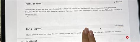 Solved Part 1 (1 ﻿point)See HintSonia agreed to purchase a | Chegg.com