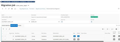 field that does not update after import with excel migration ifs