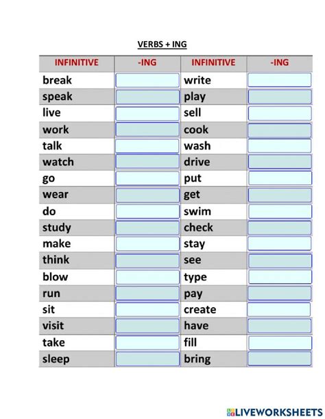 Verbs Ing Online Exercise For Live Worksheets