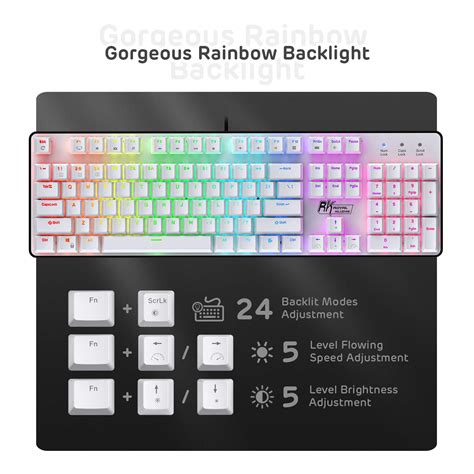 RK ROYAL KLUDGE RK920 Full Size Mechanical Keyboard Rainbow Backlit