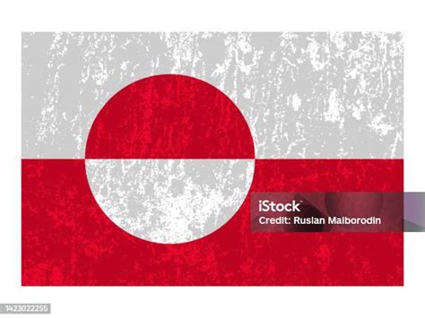 Bendera Grunge Greenland Warna Dan Proporsi Resmi Ilustrasi Vektor
