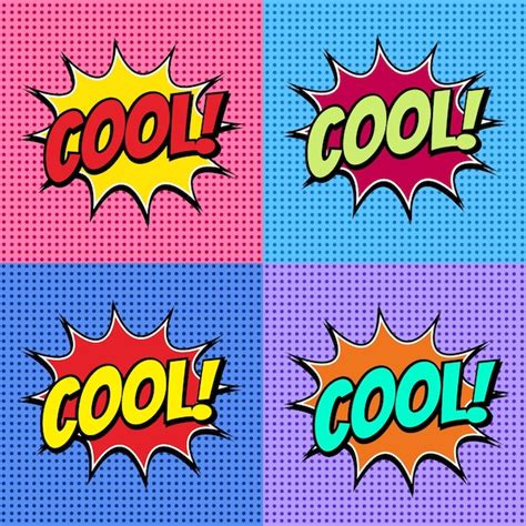 Premium Vector | Collection of cool text Cartoon Comic Speech Bubbles four Colored Dialog Clouds ...