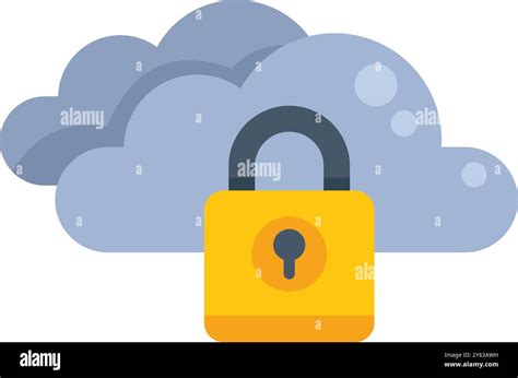 Locked Padlock Is Appearing In Front Of Cloud Computing Symbolizing Cybersecurity Stock Vector