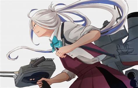배경 화면 애니메이션 소녀들 간타이 컬렉션 Asashimo Kancolle 긴 머리 흰머리 독주 삽화 디지털 아트 팬 아트 1440x1920