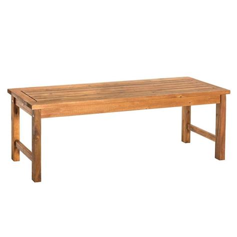 Itopfox Modern Slat Top Brown Wood Outdoor Bench Natural Grain Finish