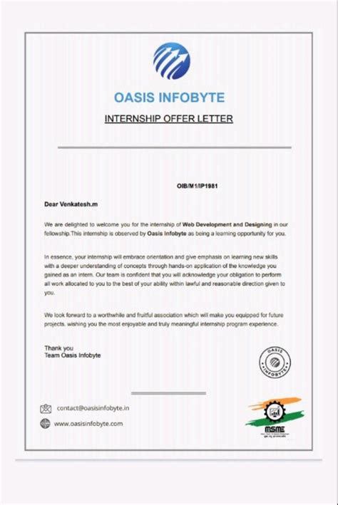 Venkatesh M On Linkedin Connections Internship Oasisinfobyte
