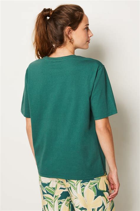 T Shirt De Pyjama Imprimé Citron Carolla Vert Sapin Etam