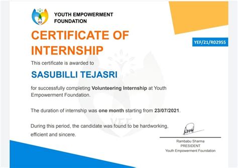 Tejasri Sasubilli On Linkedin Yef Internshala Volunteering Intern