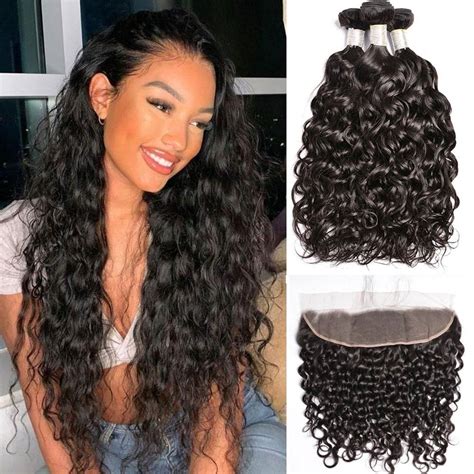 Bundles With Frontal Water Wave Brazilian Virgin Human Hair Weave