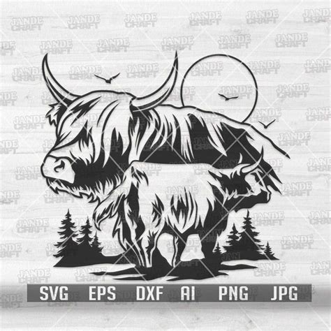 Highland Cow Scene Svg Farm Animal Clipart Farmlife Dxf Inspire