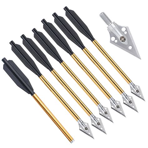 24pcs 6 5 Inch Crossbow Arrow Aluminum Tips Bolt With 2 Blade Replacea