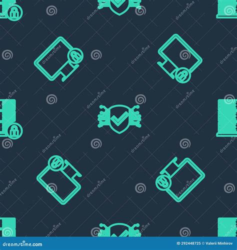 Set Line Cyber Security Lock On Monitor And Server With Lock On
