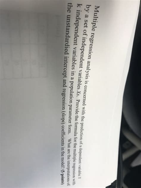 Solved Multiple Regression Analysis Is By A Set Of