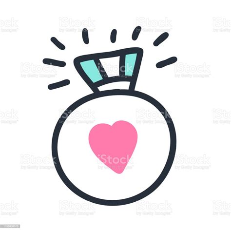 약혼 반지와 심장 손으로 그린 벡터 그림 옷 카드 배지 아이콘 엽서 배너 태그 스티커 인쇄에 대한 재미있는 인사말 개념에 대한 스톡 벡터 아트 및 기타 이미지 Istock