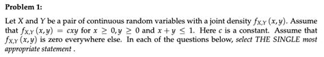 solved problem 1 let x and y be a pair of continuous random
