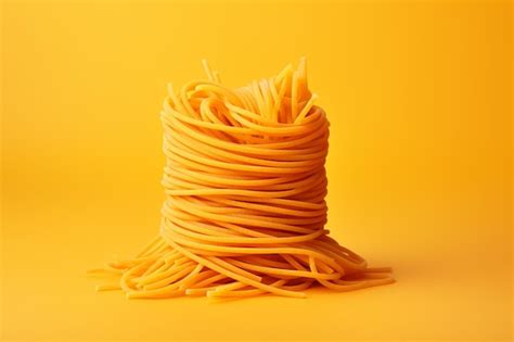 Premium Photo Top View Of Spaghetti On Plain Background