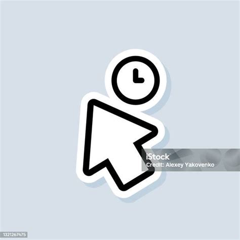 포인터 아이콘 스티커입니다 커서 기호입니다 아이콘을 클릭합니다 컴퓨터 마우스 커서 포인팅 화살표와 기다립니다 격리된 배경의