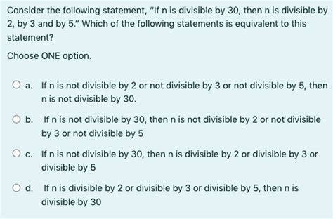 Solved Consider The Following Statement If N Is Divisible
