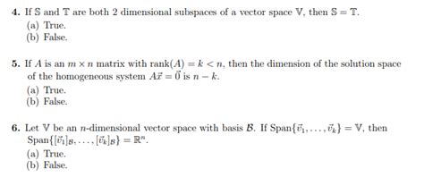 Solved If S And T Are Both Dimensional Subspaces Of A Chegg