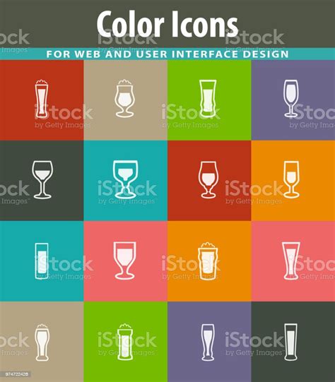 Glasses And Cups Icons Set Stock Illustration Download Image Now