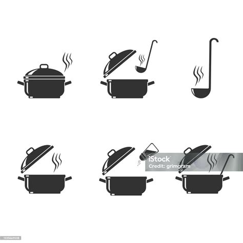 냄비 아이콘 세트 국내 가정용 가전 벡터 일러스트 레이션 개념 팬 주방용구에 대한 스톡 벡터 아트 및 기타 이미지 팬 주방용구 수프 아이콘 Istock