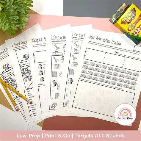 Back To School Themed Articulation Worksheets And Activities For Speech
