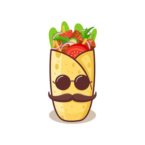 Premium Vector Shawarma Or Chicken Wrap Vector Mascot Turkish Fast