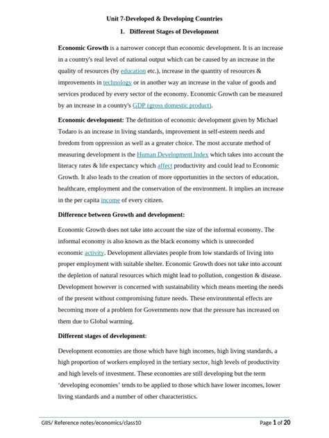Igcse Economics Unit 7 Developed Developing Countries Pdf Poverty Poverty And Homelessness