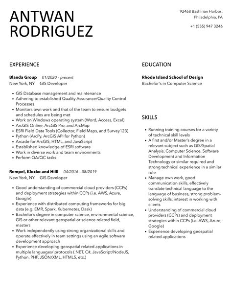 Gis Developer Resume Samples Velvet Jobs