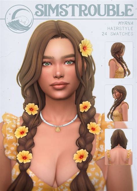 Myrna Hairstyle 4 Versions By Simstrouble Simstrouble Nel 2024