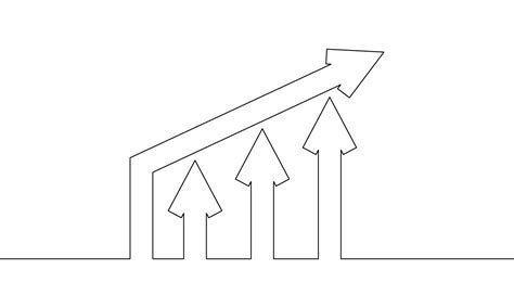 Continuous Line Drawing Of Increasing Arrow Graph Icon Business Bar