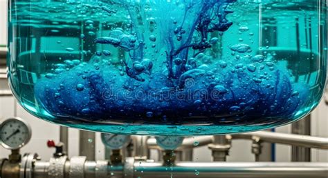 Blue Dye Dispersing In Water In Laboratory Tank Stock Illustration